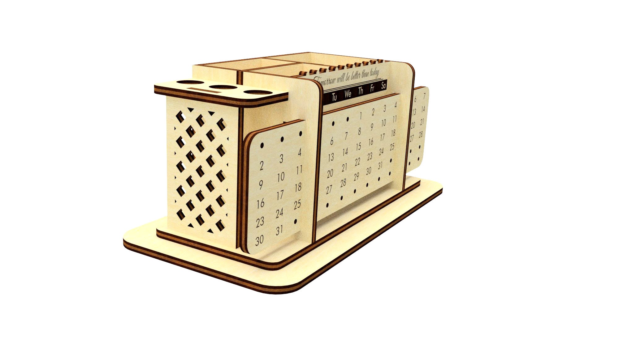 Eternal Calendar SVG Laser Cut Files Glowforge Pattern Desk | Etsy