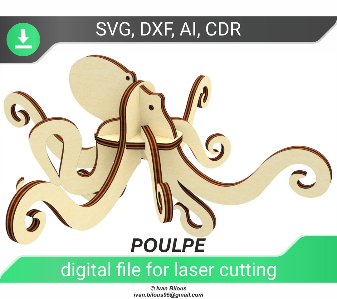 Octopus - SVG Laser Cut File, 3d Plywood Model for Cutting Machines ...