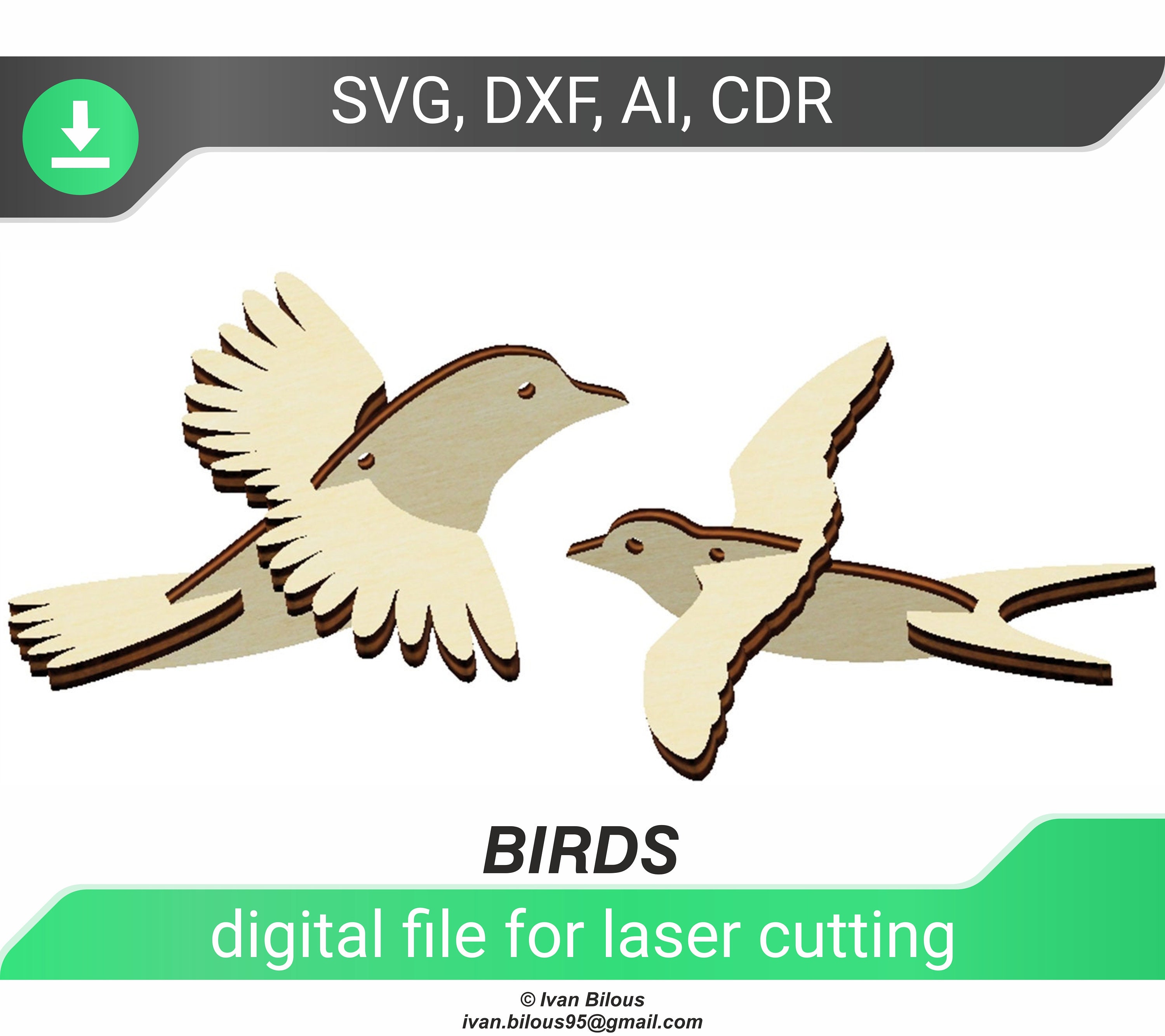 Laser cut birds svg bird plywood laser engraved mother day dxf | Etsy