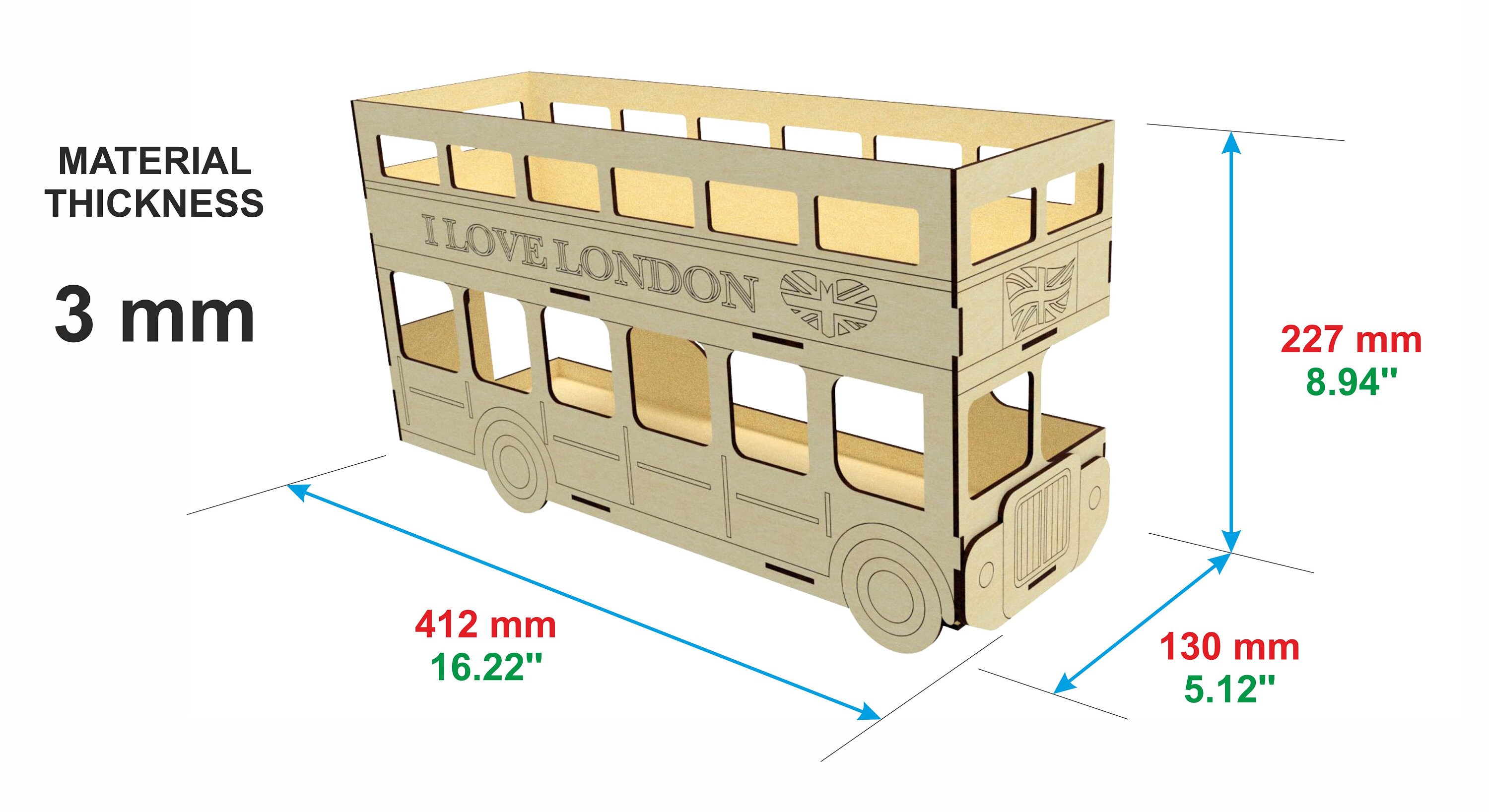 Bus Laser Cut File Glowforge Pattern Double Decker London Bus | Etsy