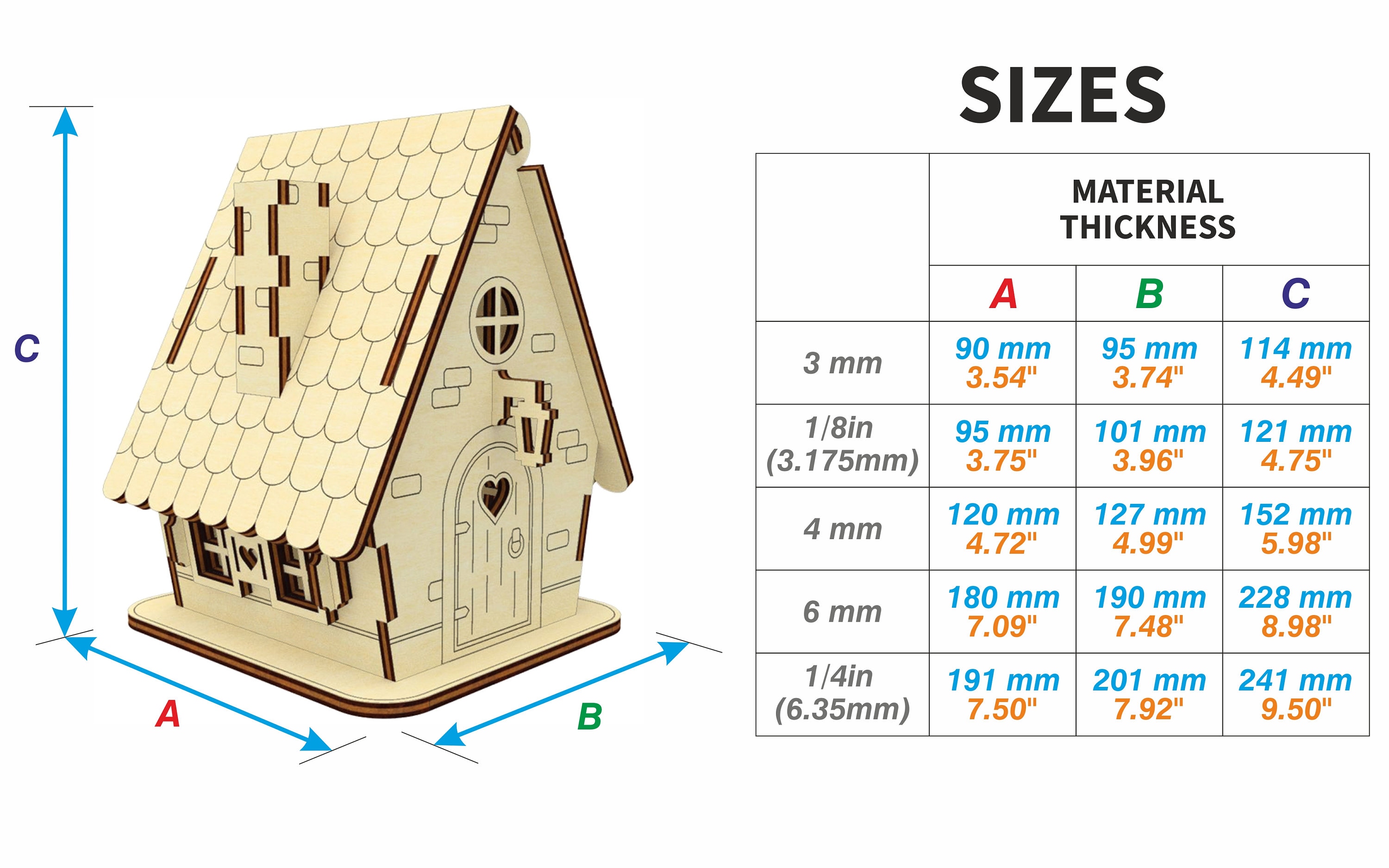 Woodworking & Carpentry Scandi House Glowforge Silhouette Cricut DXF ...