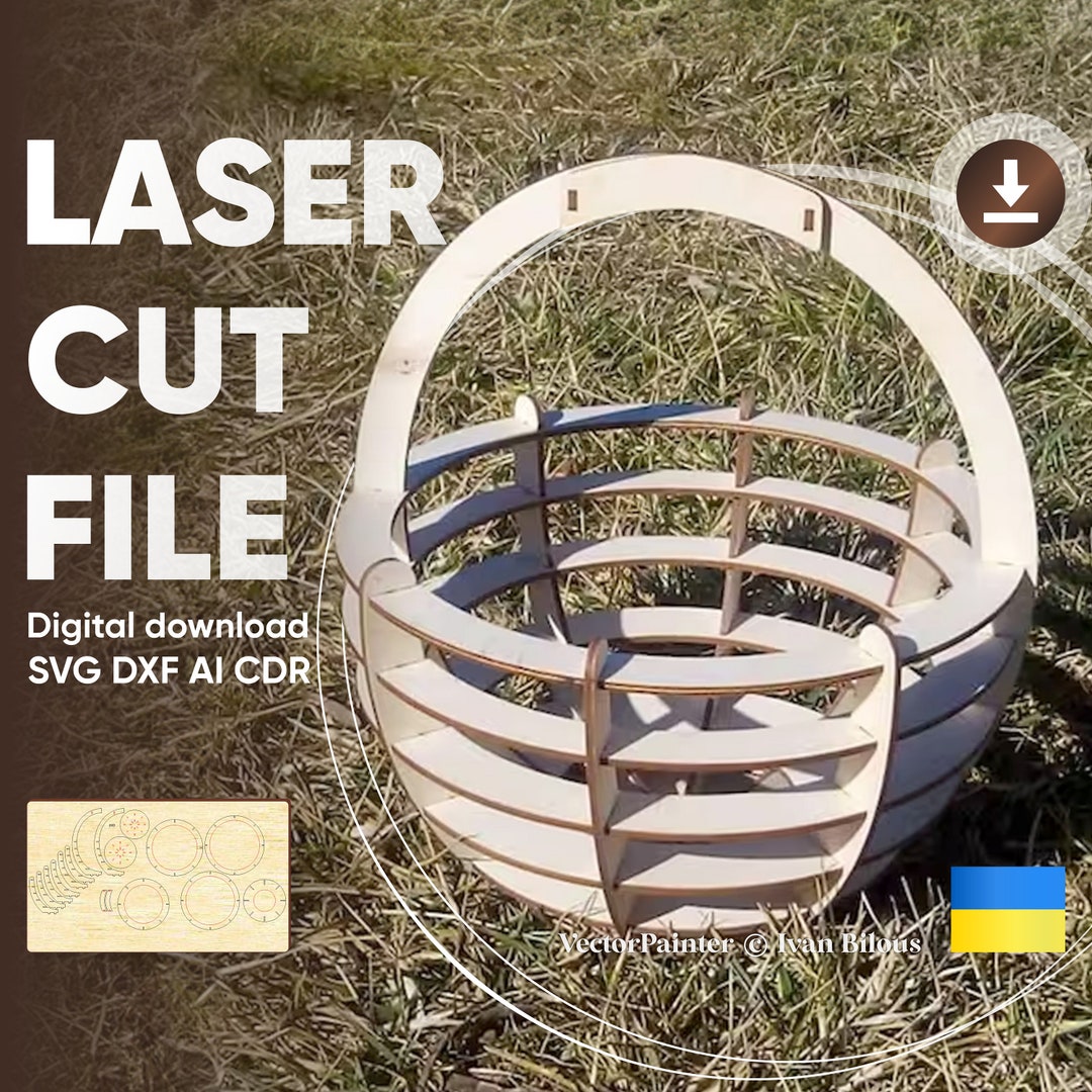 Easter Egg Shape Basket - Laser Cut File, SVG Plan for Cutting Machines ...