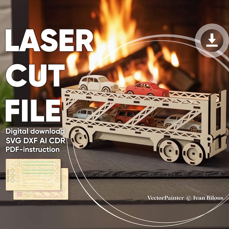 Truck Transporter Trailer - Laser Cut File, SVG Wooden Model Template ...