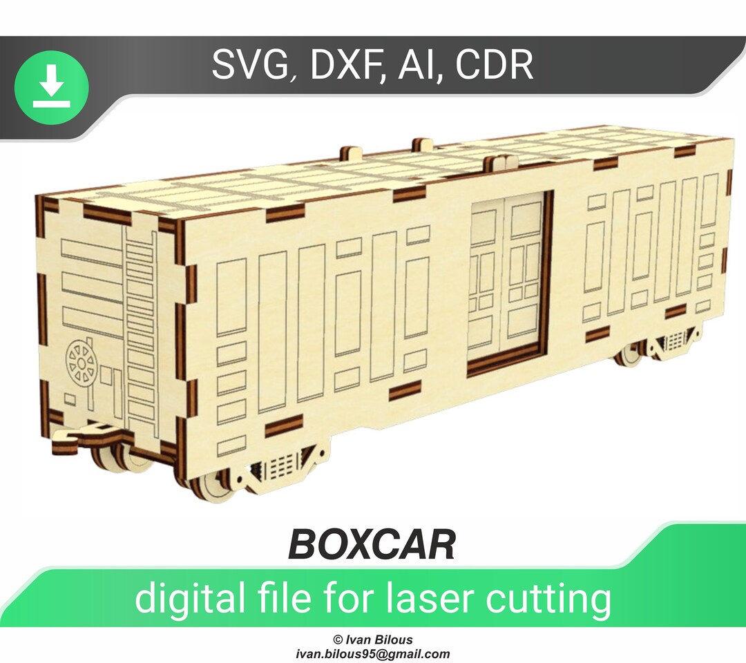 Boxcar File for Laser Cutting Railway Carriage Svg Glowforge Laser ...