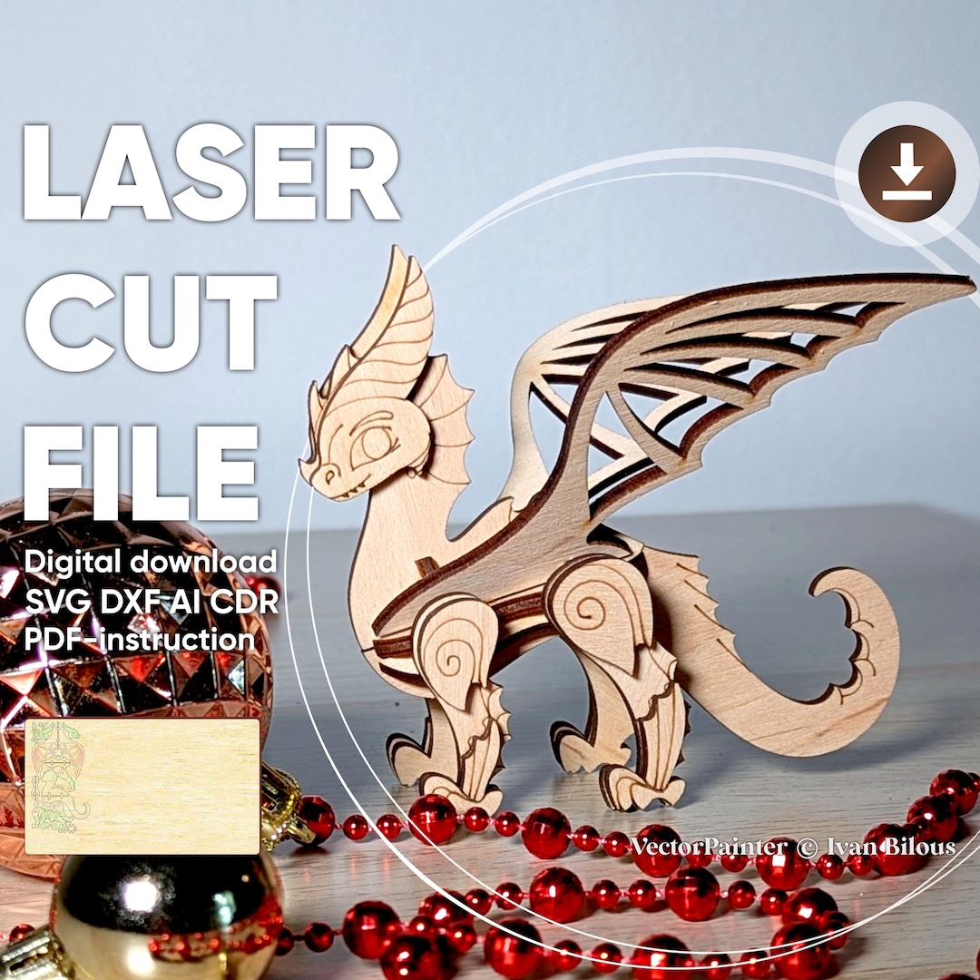 Plywood Laser Cut Dragon - SVG and DXF Template Plan With Instructions ...