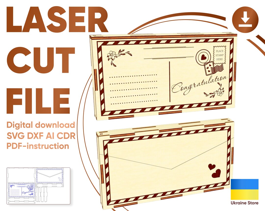 Cash Envelope - Laser Cut File, Wedding Gift Box Pattern - Etsy