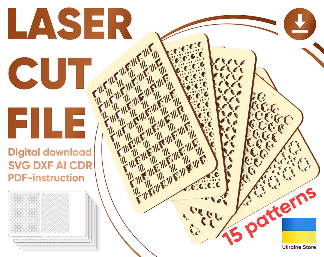 Laser Cut Patterns - SVG Files, Set of 15 Vector Plans for Laser ...