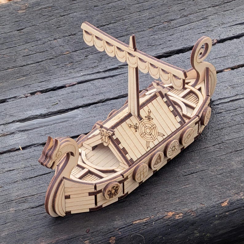 Viking Ship Laser Cut File - SVG Model for Plywood Display (digital ...