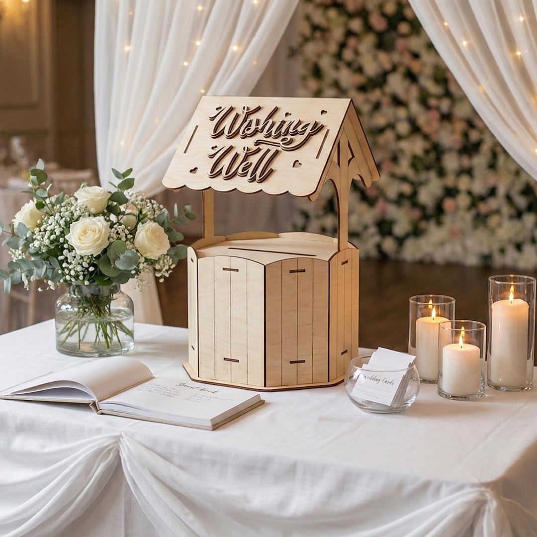Wedding Wishing Well Laser Cut File, Wooden Card Box SVG Template ...