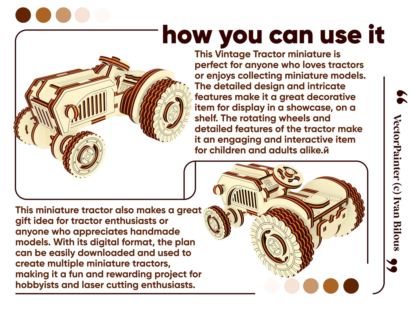 Tractor SVG Laser Cut File, 3d Puzzle Plan for Laser Cutting Machines ...