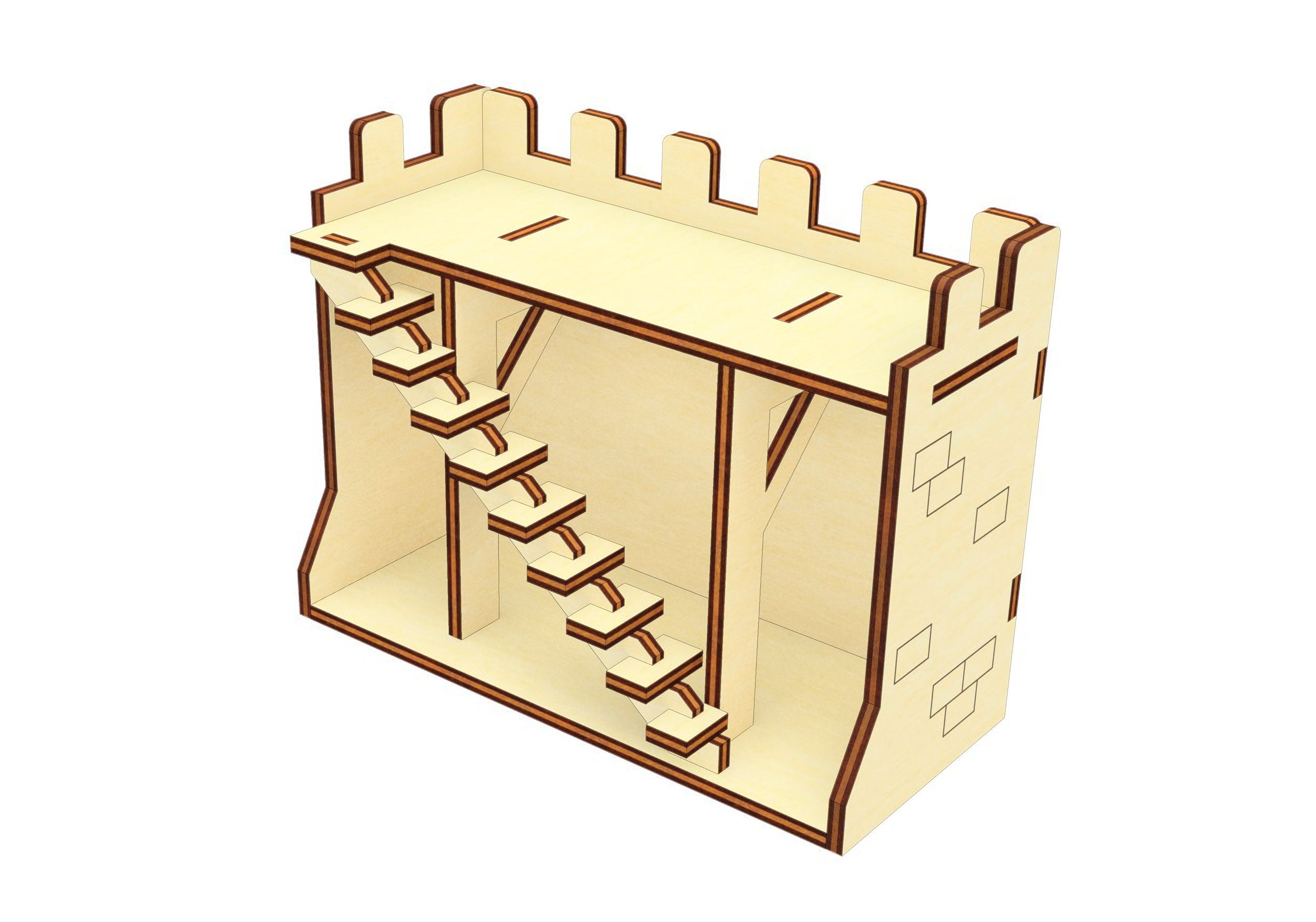 Castle Wall Laser Cut Files Glowforge Pattern | Etsy