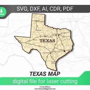 Texas Laser Cut Map SVG File for Laser Machines Glowforge - Etsy