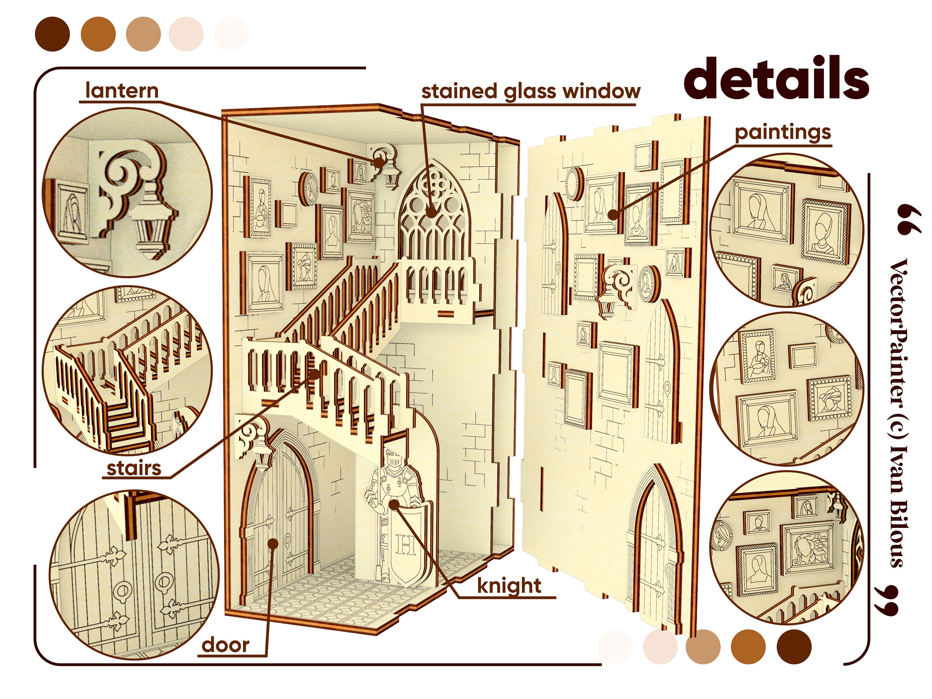 Castle Book Nook SVG Laser Cut File Stairs Book Nook Shelf - Etsy UK