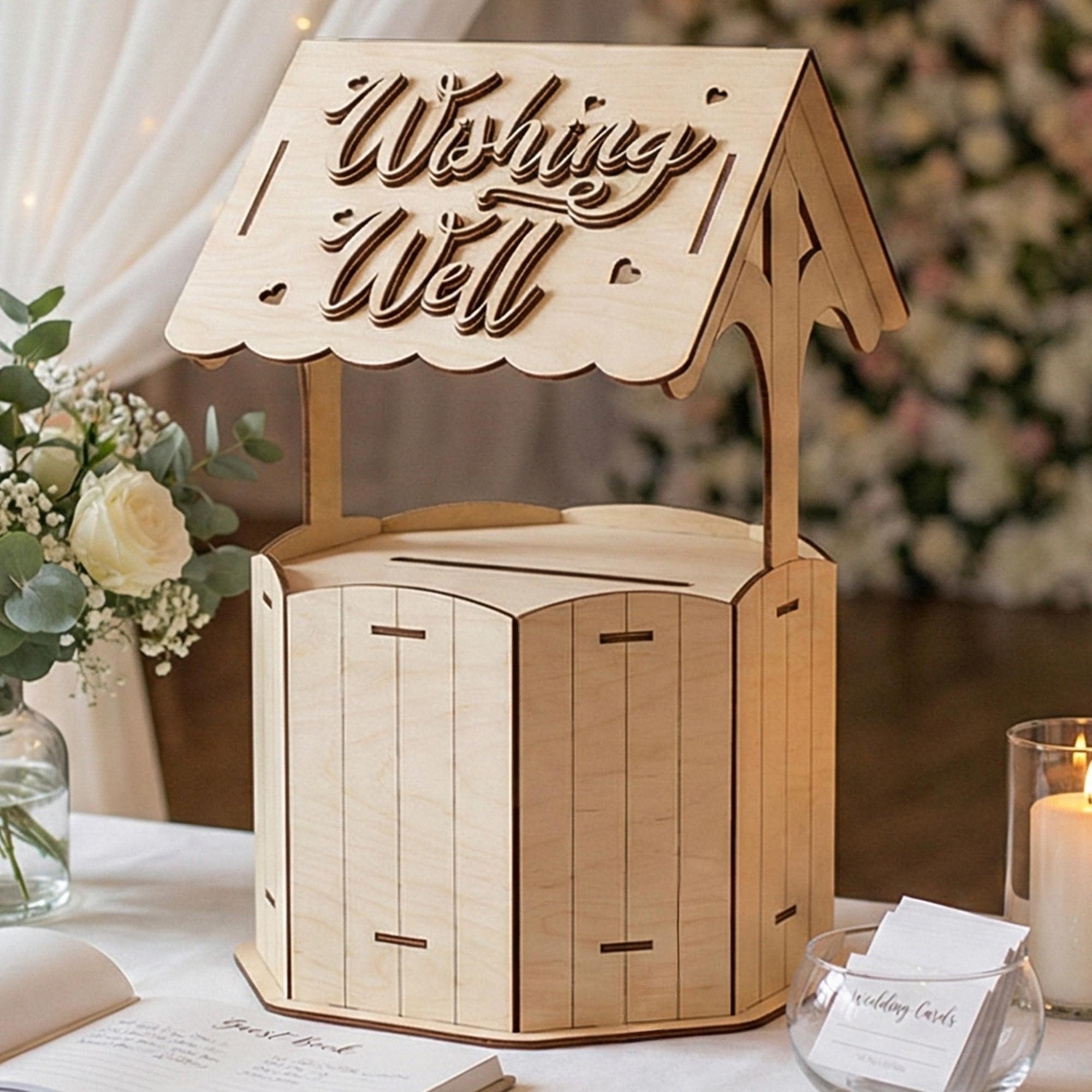 Wedding Wishing Well Laser Cut File, Wooden Card Box SVG Template ...