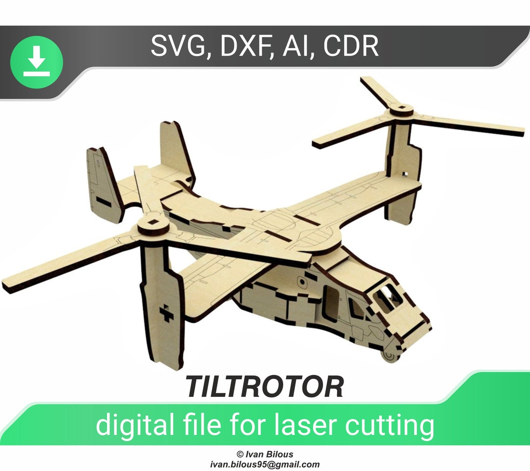 Plywood laser cut airplane dxf files for laser template svg - Etsy Portugal