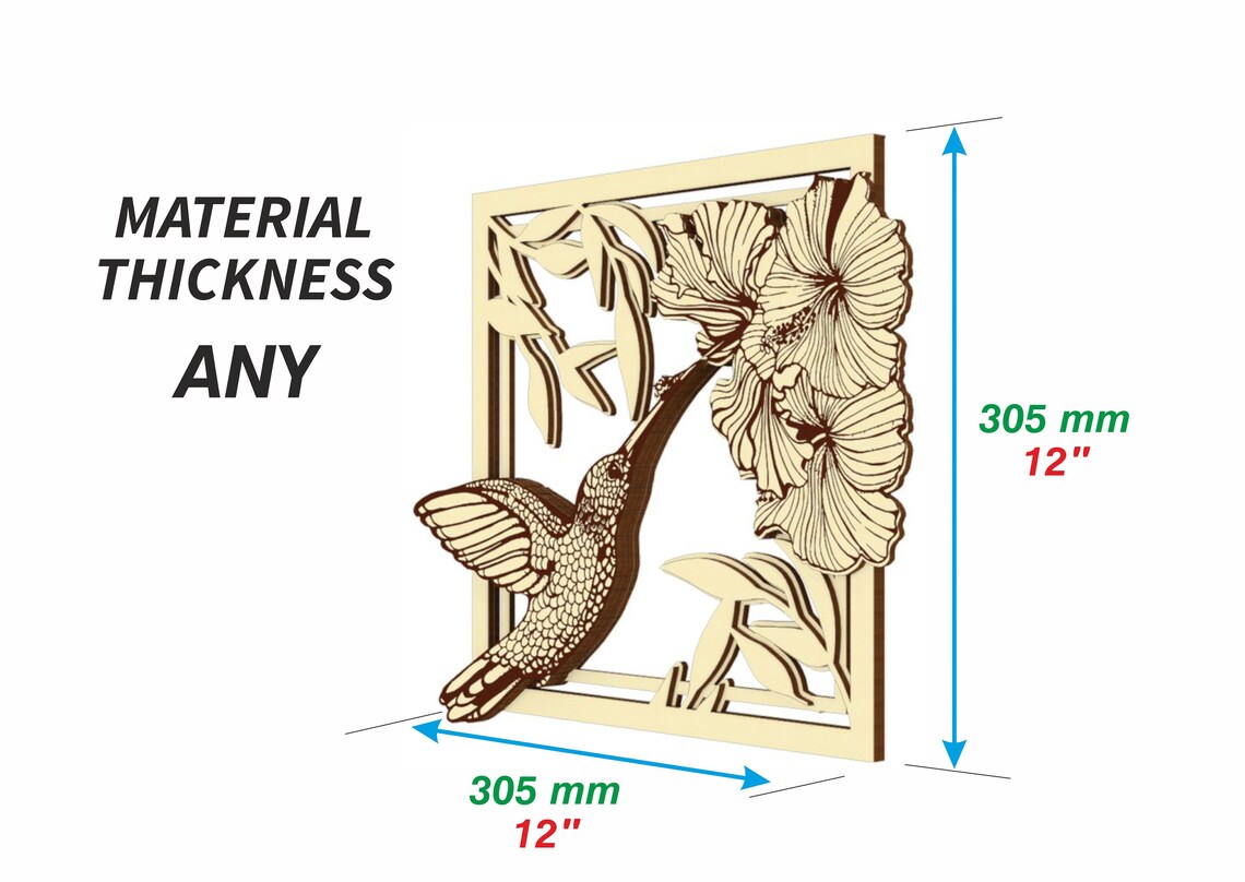 Hummingbird Laser Cut 3d Picture - SVG Layered Laser File, Digital Plan ...