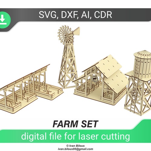 Farm Dollhouse Laser Cut File Barn Pattern - Etsy