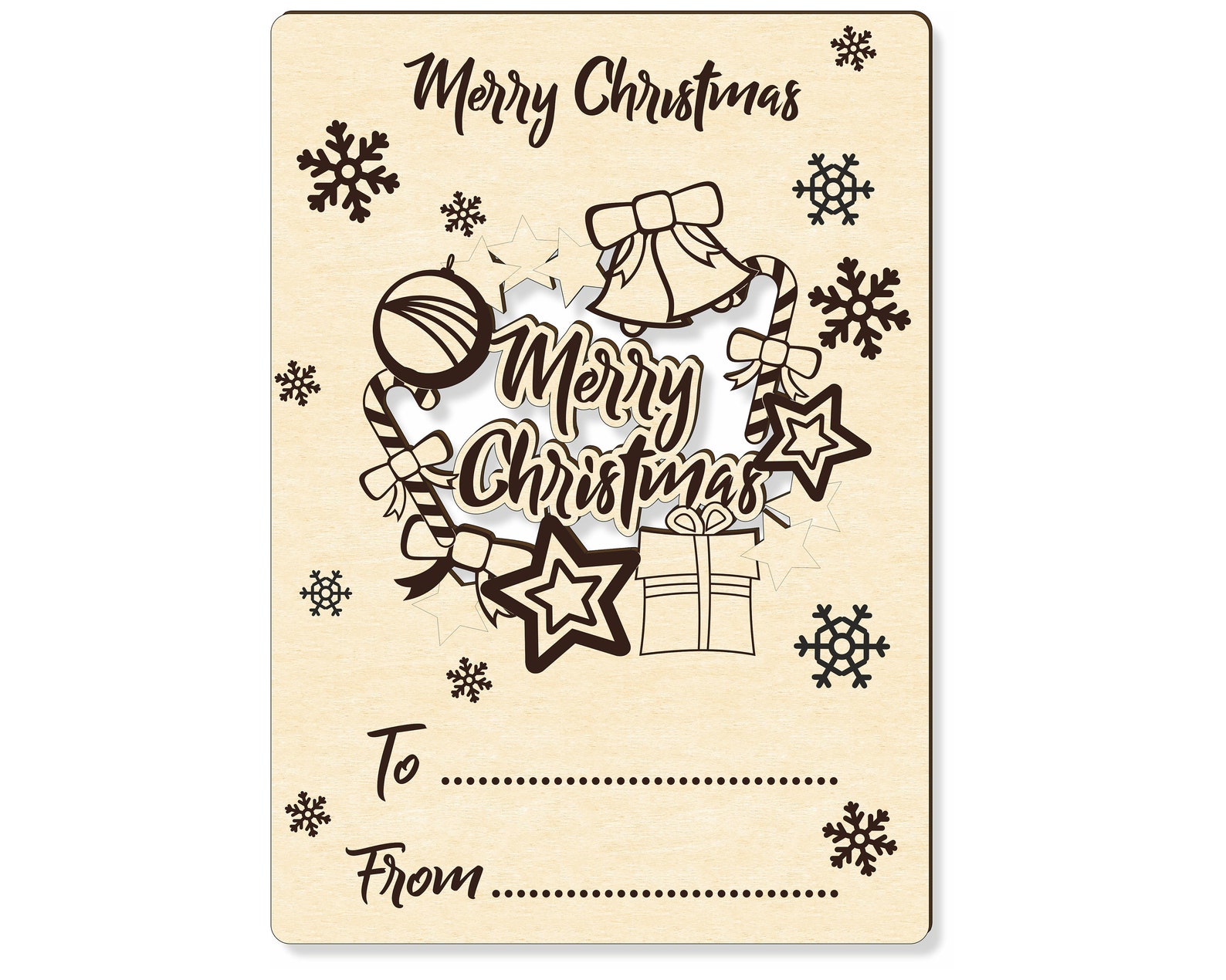 Christmas Gift Card Laser Cut File SVG DXF Pattern for - Etsy