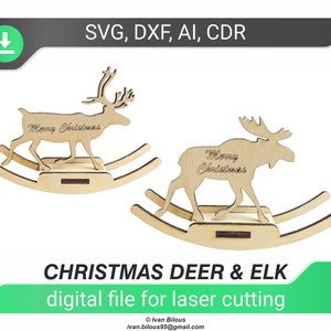 Merry Christmas Svg Deer Laser Cut Files Christmas Dxf Files Christmas ...