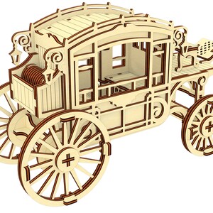 Carriage SVG Laser Cut Files, Nomad Caravan Wagon With Horses Plan for ...