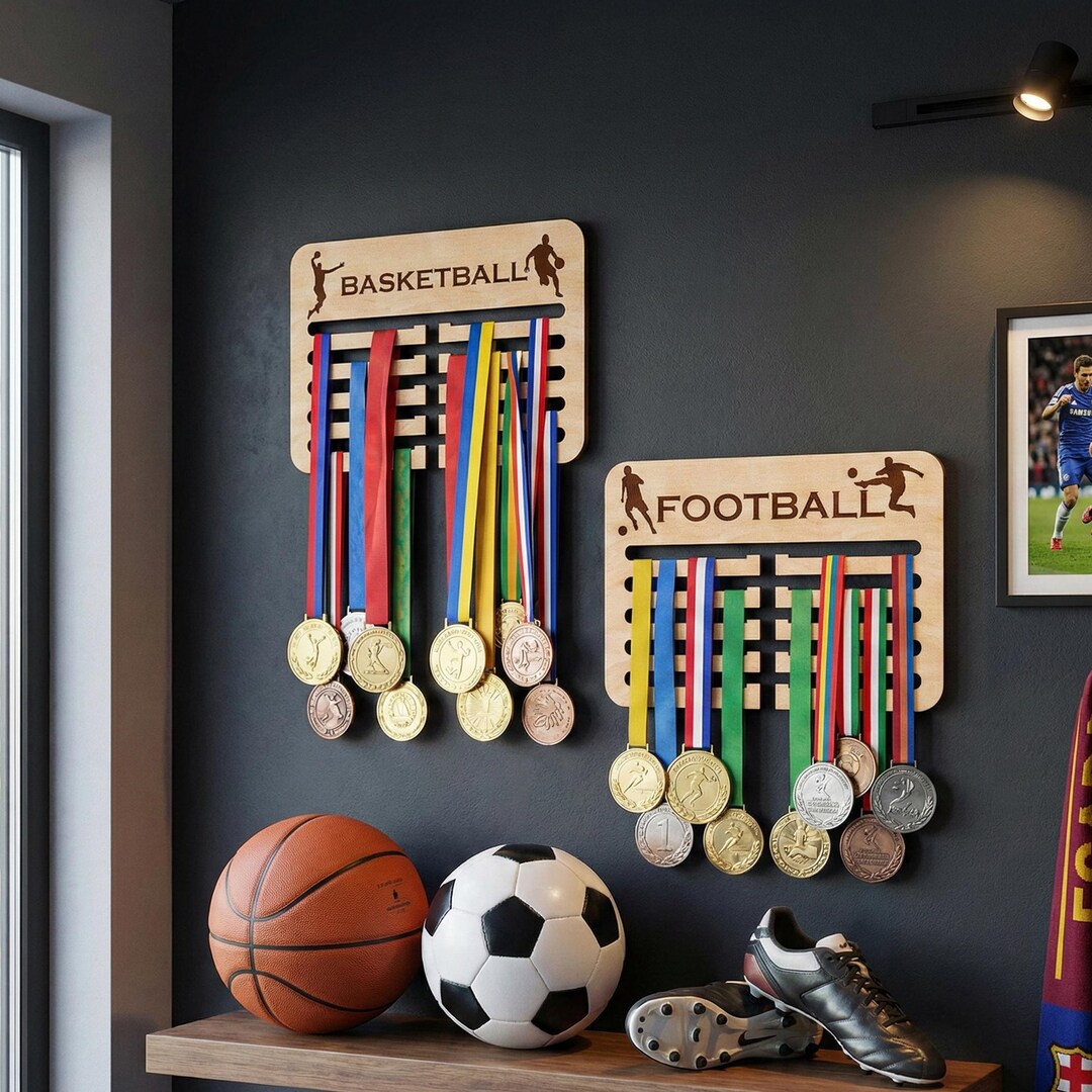 Sports Medal Holder Laser Cut File, Wooden Award Display SVG Pattern ...