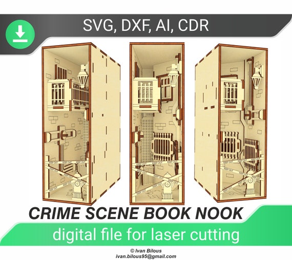 Crime Scene Book Nook Laser Cut Files Glowforge Pattern - Etsy