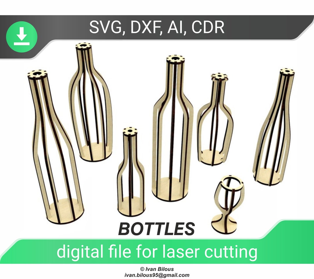 3D Bottles Laser Cut Design - SVG Plan of Vials for Cutting Machines - Etsy