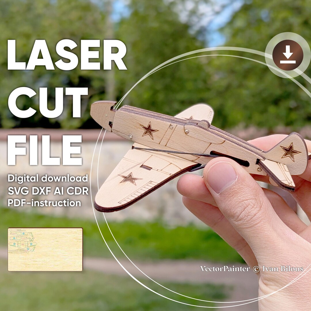 Airplane – Laser Cut File, SVG DXF 3D Model for Plywood DIY Project ...