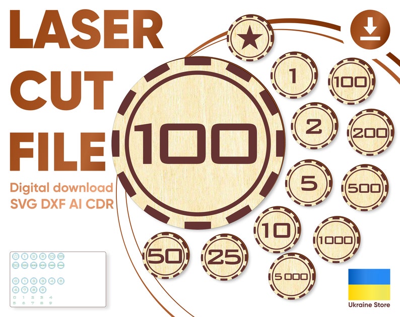 Laser Cut Wood Dxf Files for Laser Engraved Poker Chips Laser - Etsy