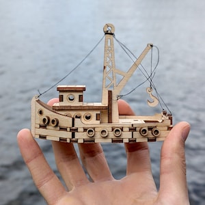 Ship Laser File, SVG Ready Made Project of Fishing Boat for Cutting ...