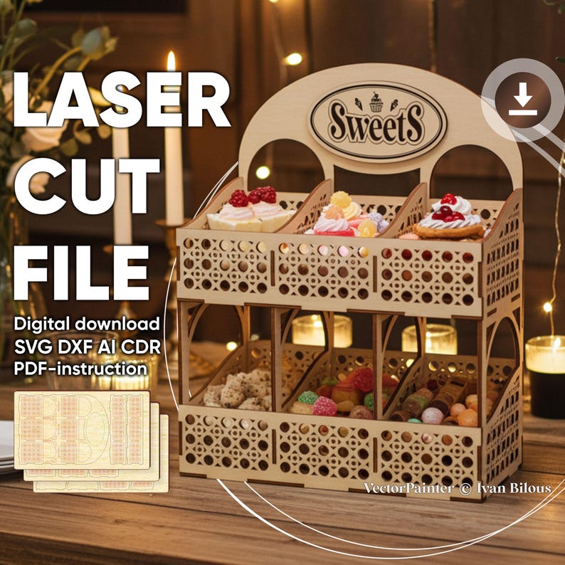 Laser Cut Display Stand SVG Plan: Sweets & Treats (digital Download) - Etsy