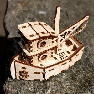 Fishing Boat - Laser Cut File, Ship Vector Plan for Cutting Machines ...