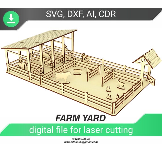 Farm Yard Laser Cutting File Glowforge Pattern - Etsy