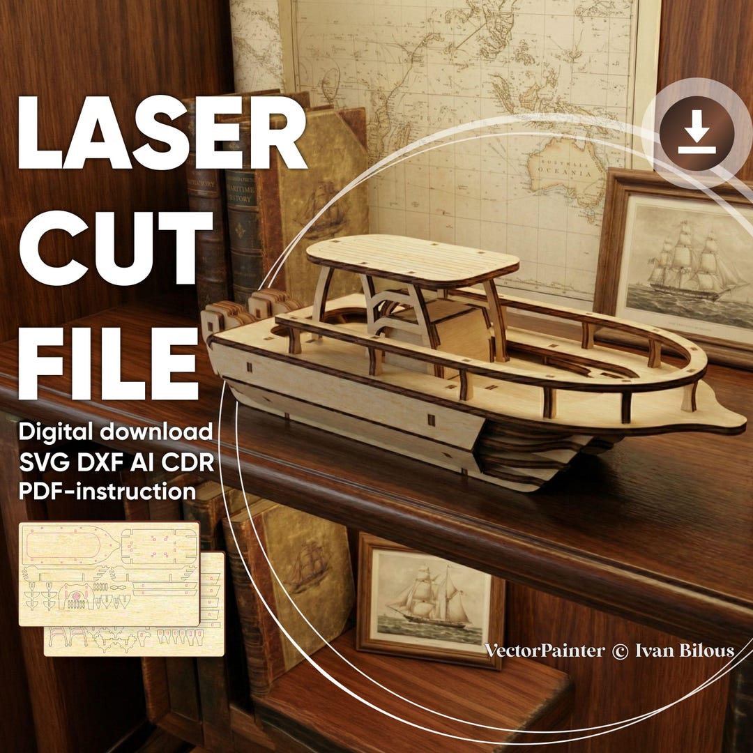 Ship Boat - SVG Laser Cut File, 3d Puzzle Plan for Laser Cutting ...