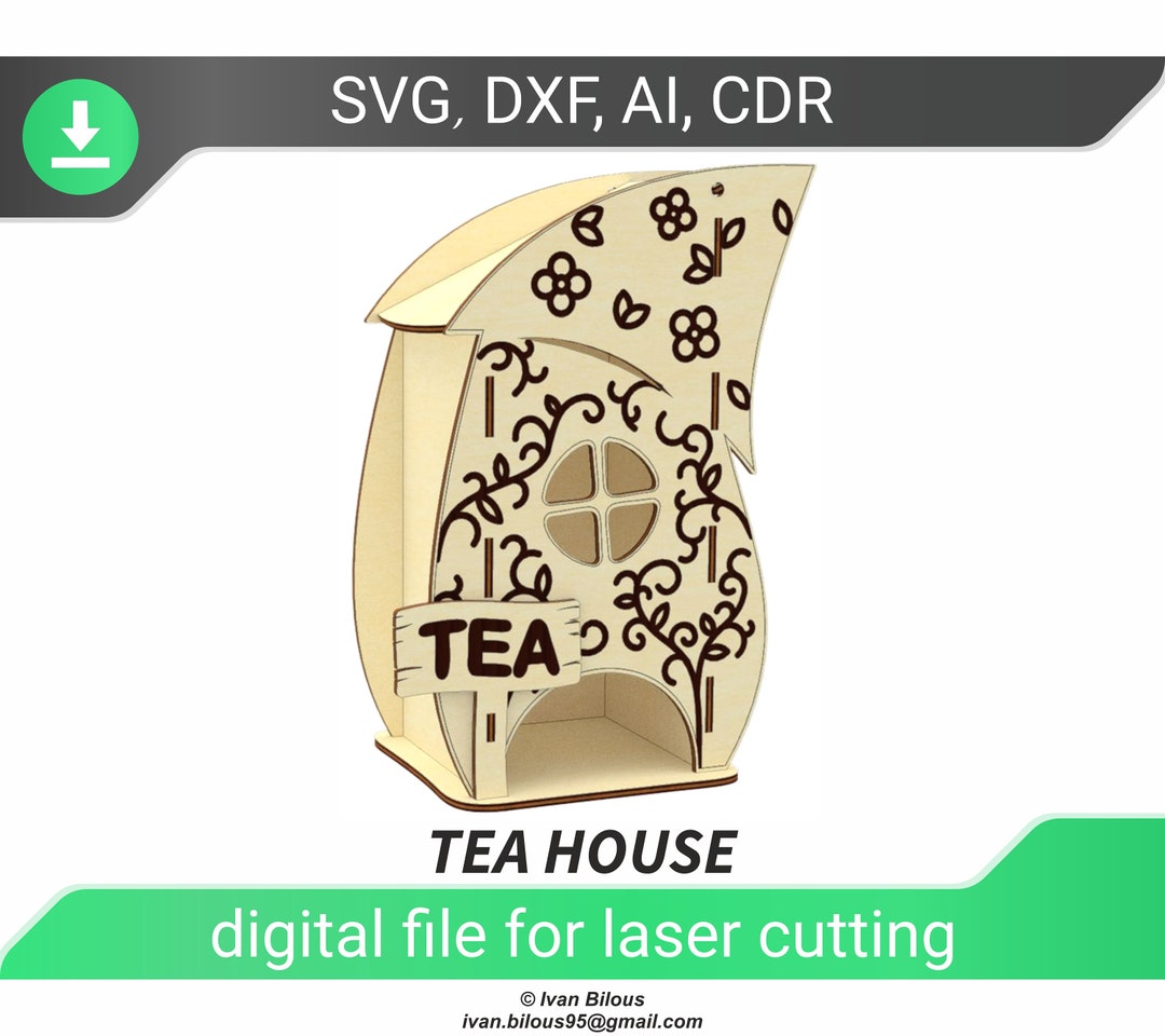 Tea Box - SVG Laser Cut Files, DXF Tea Holder Laser Files, Instant ...