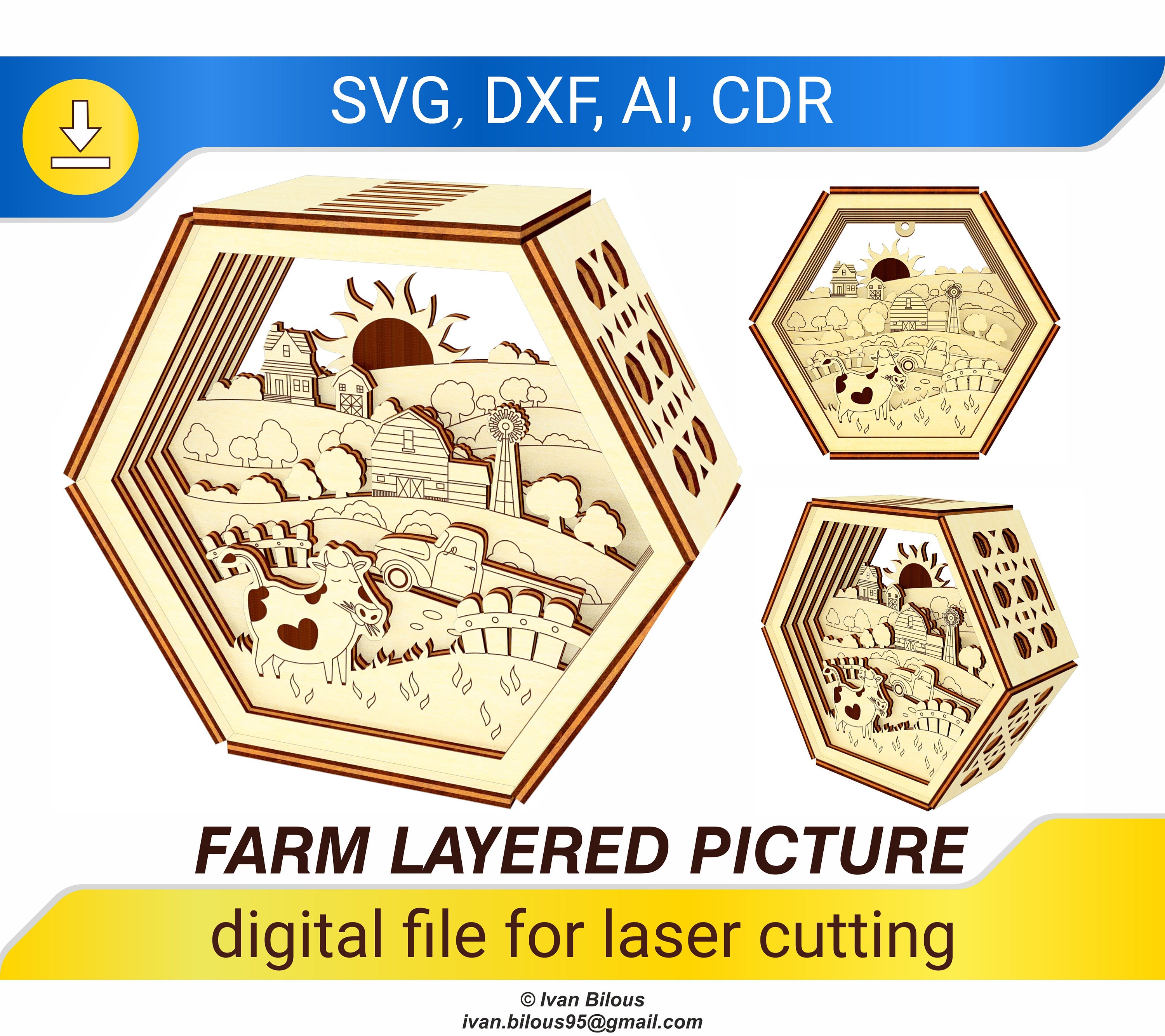 Farm SVG Layered Picture Laser Cut File Farm Pattern - Etsy Canada