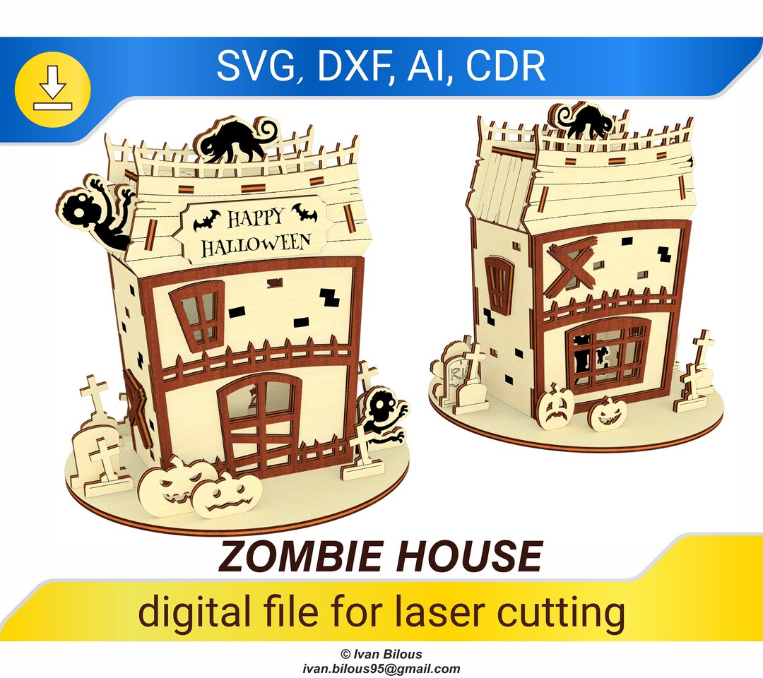 Zombie House Halloween Laser Cut Files Happy Halloween - Etsy