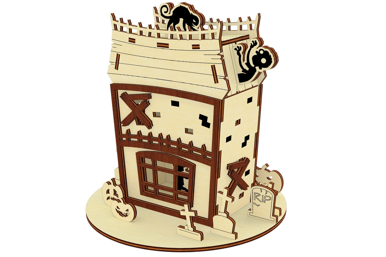 Spooky House Laser Cut File, SVG Halloween Miniature, Wooden Gothic ...