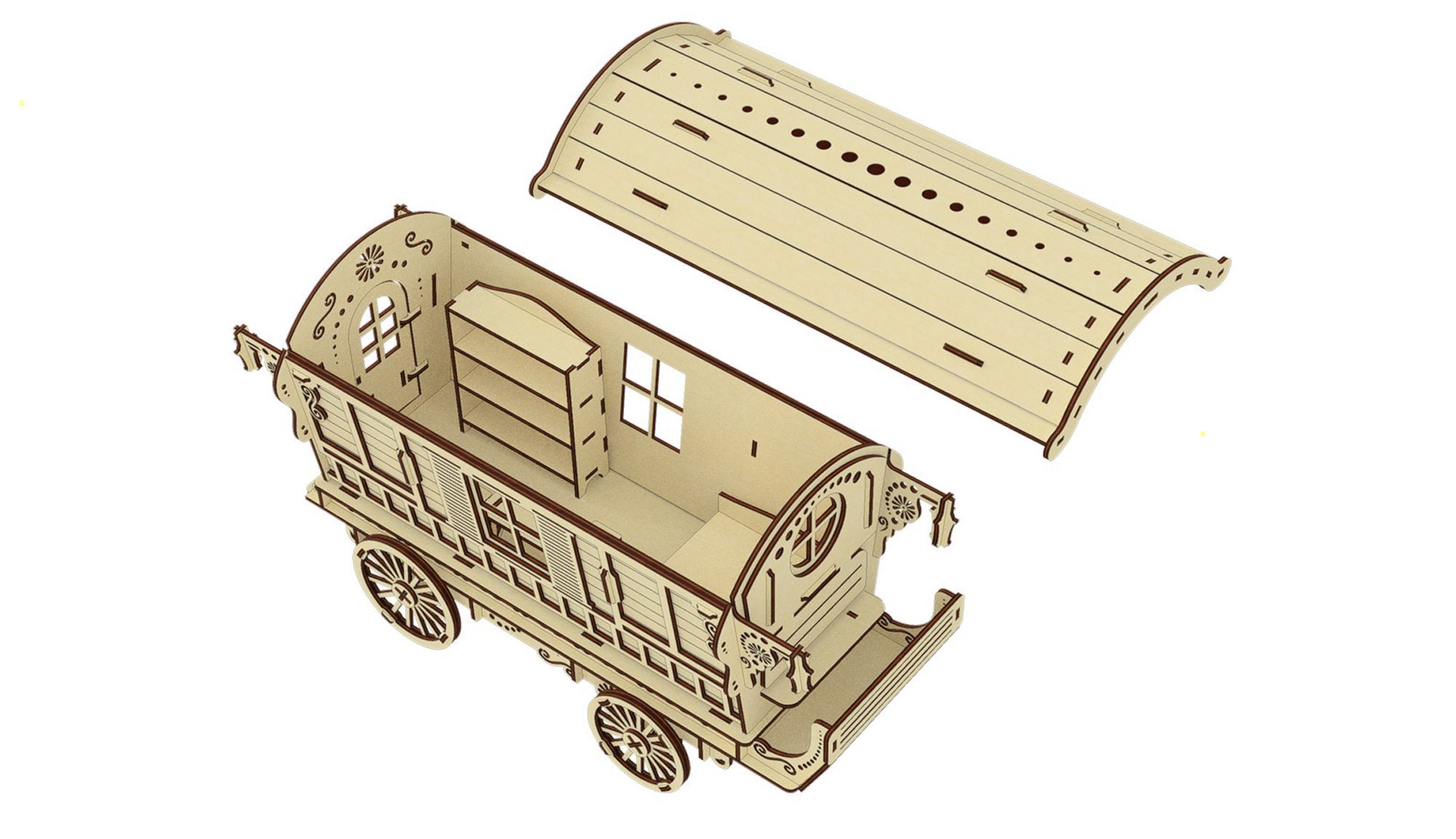 Dollhouse Laser Cut Files Svg Glowforge Laser Gypsy Wagon Dxf - Etsy ...