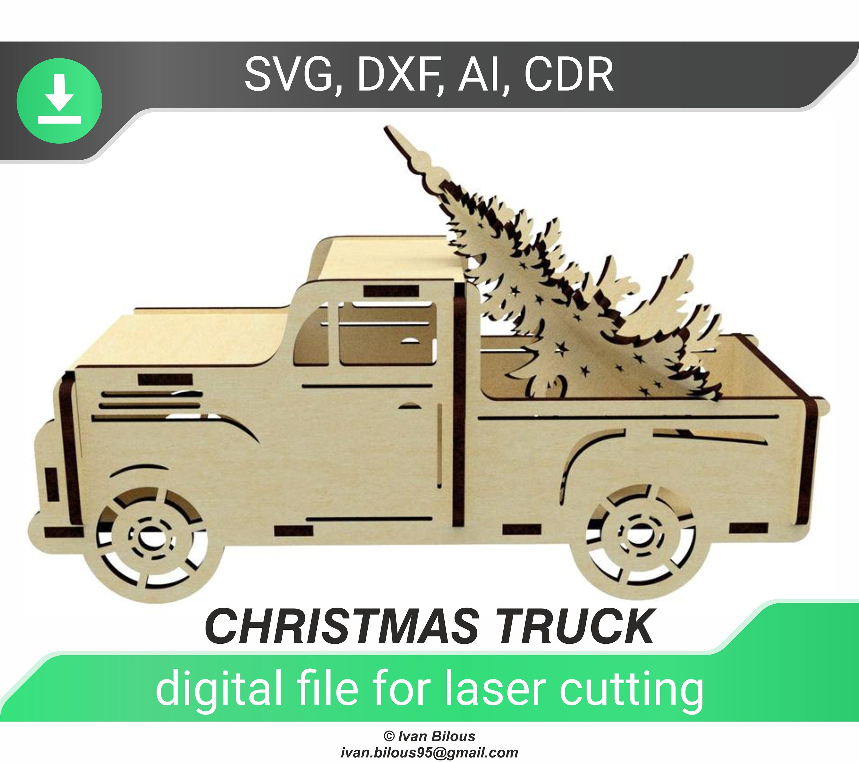 Christmas Truck Dxf Laser Cut Files Christmas Laser Files Dxf - Etsy