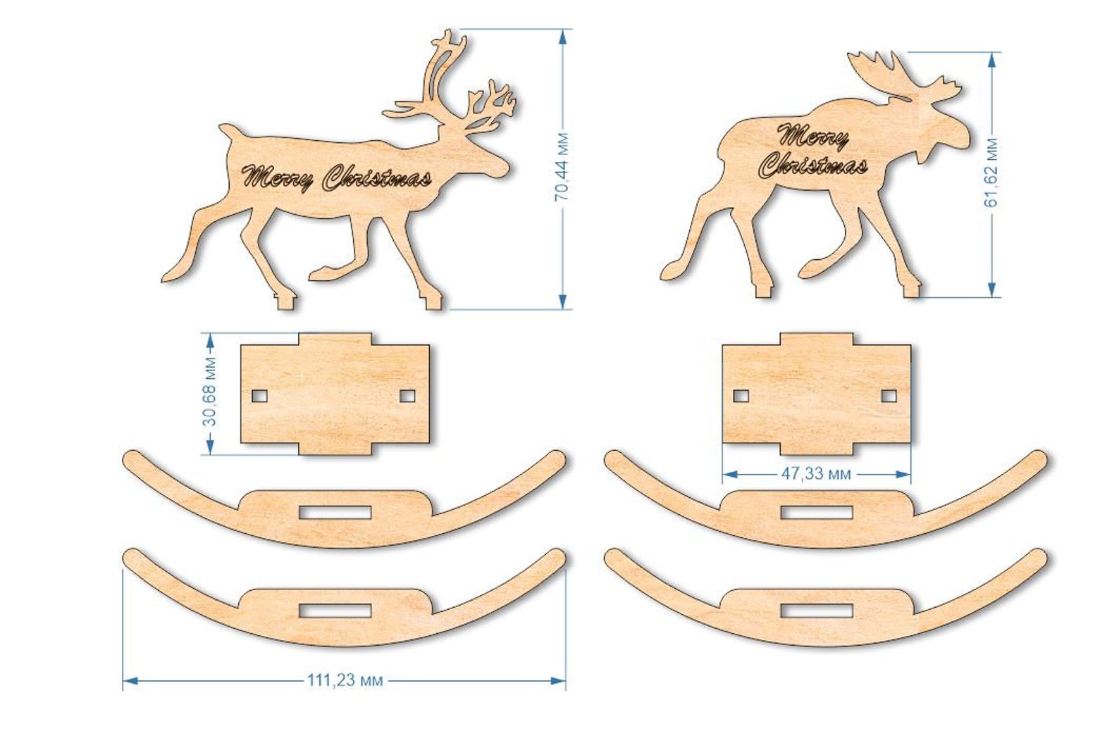 Merry Christmas Svg Deer Laser Cut Files Christmas Dxf Files | Etsy