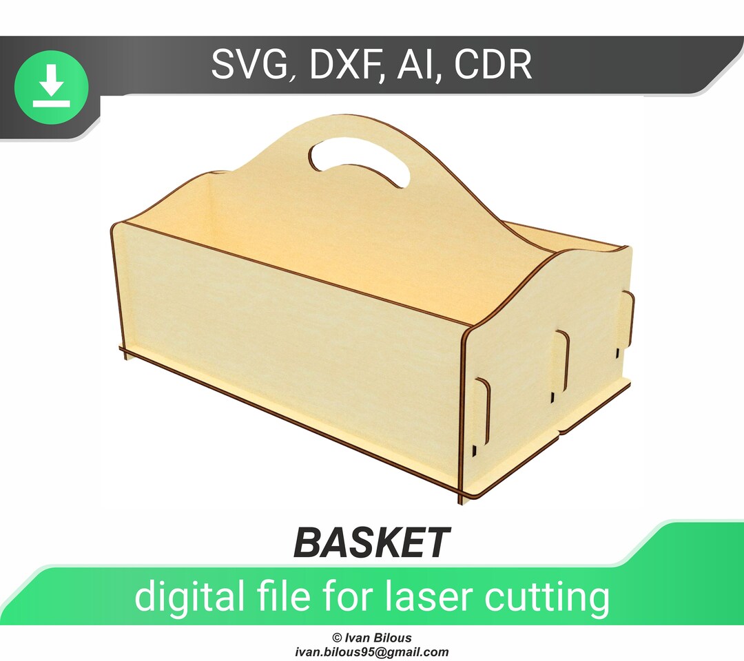 Basket Dxf Laser Files Cnc Plan Basket Glowforge Svg Cut File Basket ...