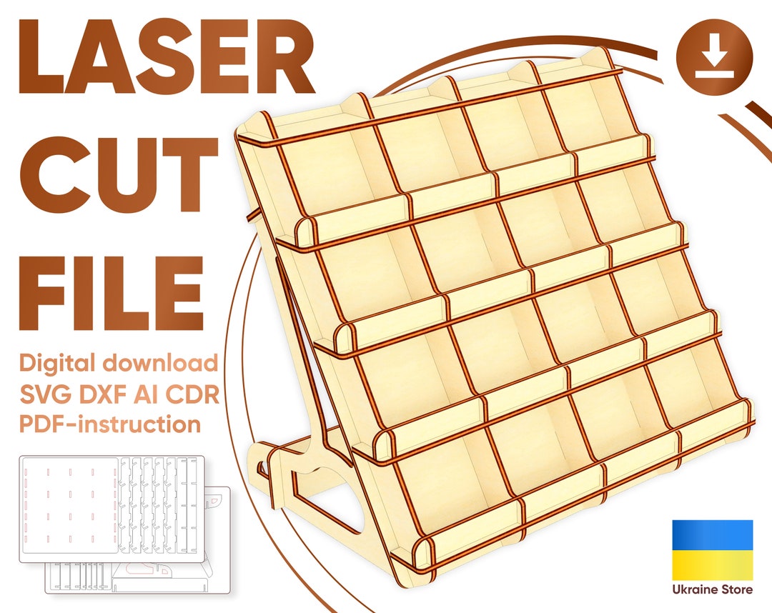 Counter Stand - SVG Laser Cut File, Display Shelf Vector Plan for ...