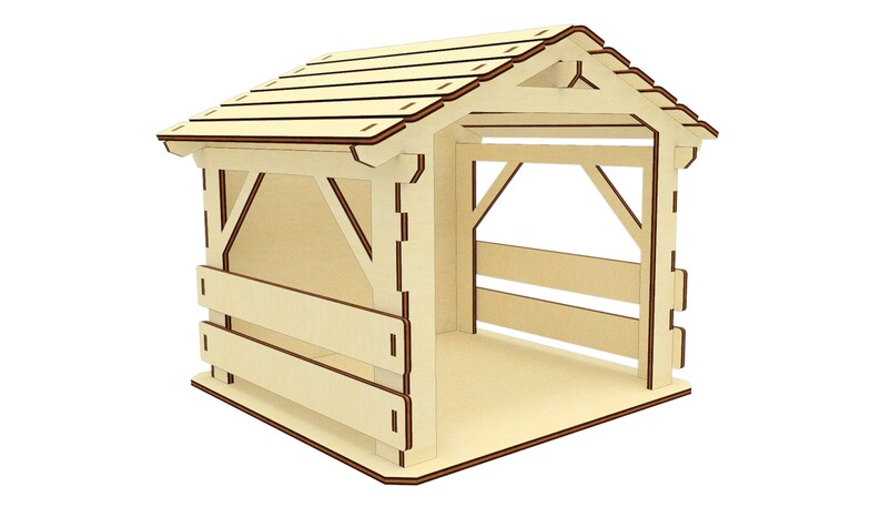 Christmas barn laser cut file Glowforge pattern | Etsy