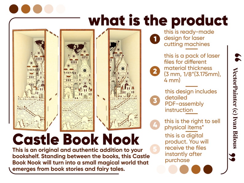 Book Nook Castle SVG Laser Cut File Medieval Book Nook - Etsy Australia