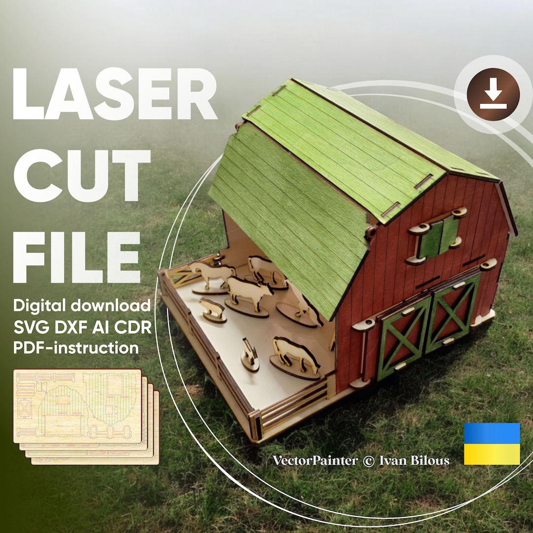 Farm Dollhouse - Laser Cut File, Barn Pattern - Etsy