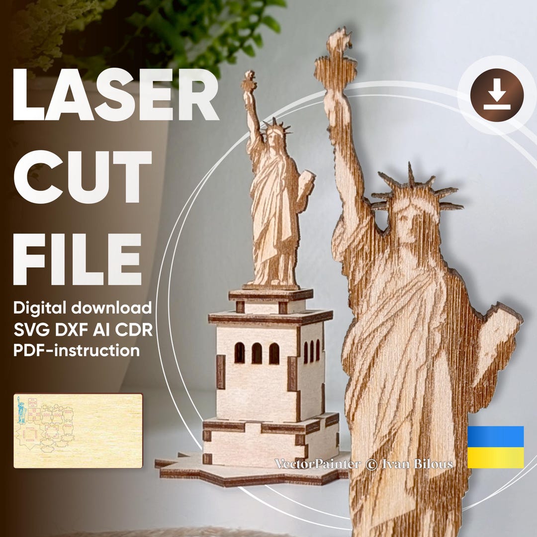 Statue of Liberty USA - Laser Cut File, Glowforge Pattern, New York ...