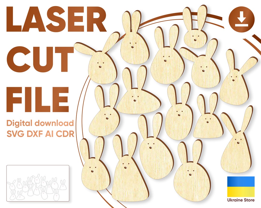 Laser Cut Files Easter Bunnies Dxf Files for Laser Bunny Easter Svg ...