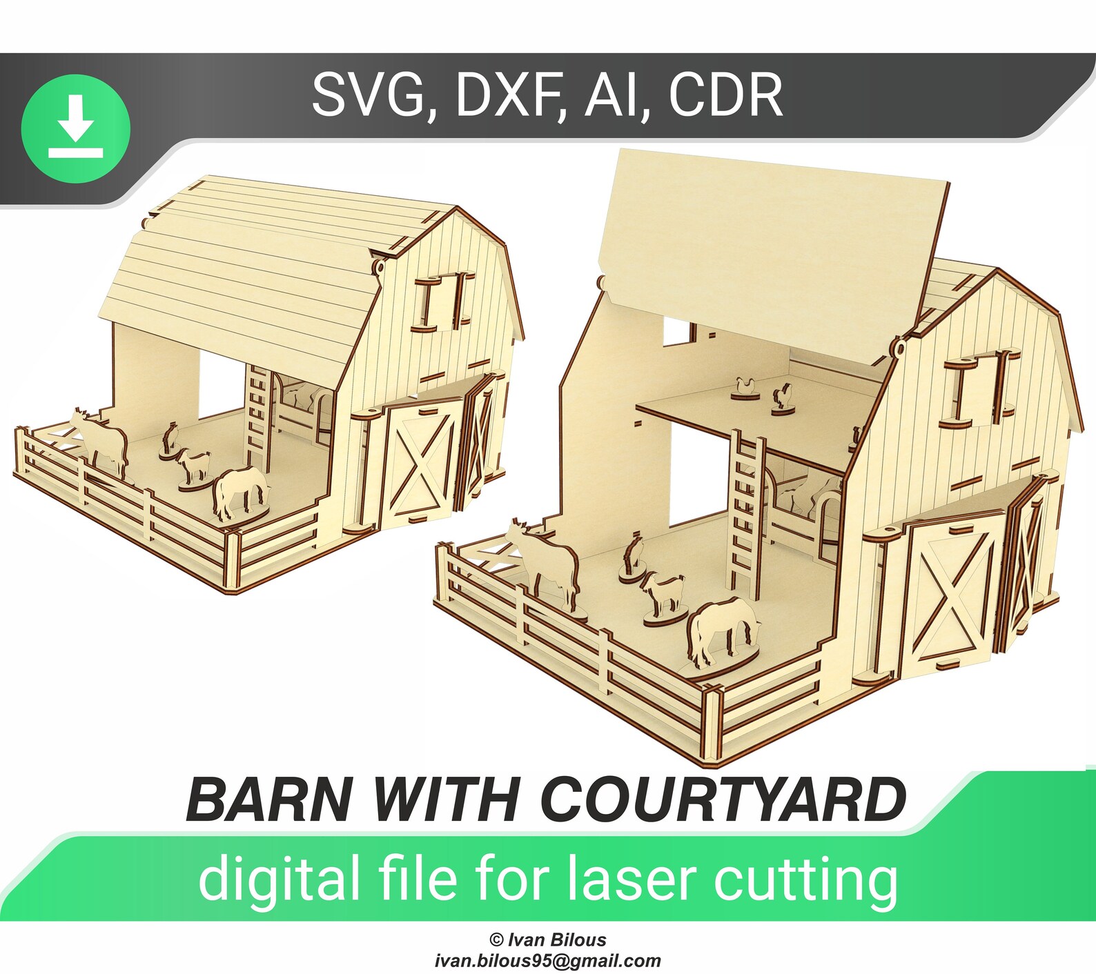 Farm Dollhouse Laser Cut File Barn Pattern - Etsy Canada