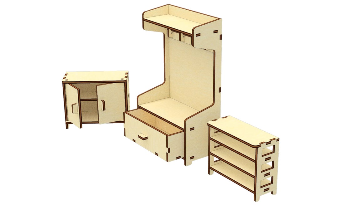 Doll furniture dxf files for laser cut wardrobe svg glowforge | Etsy